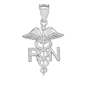 925 Sterling Silver Caduceus RN Charm Registered Nurse Pendant