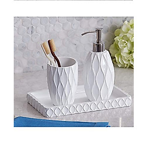 Roselli Trading Company Wave Bath Accessory Set, White