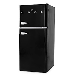 Commercial Cool CCRRD45HB 4.5 Cu. Ft True Freezer, Vintage Style, Retro Fridge with 2 Slide-Out Glass Shelves,Black Refrigerator