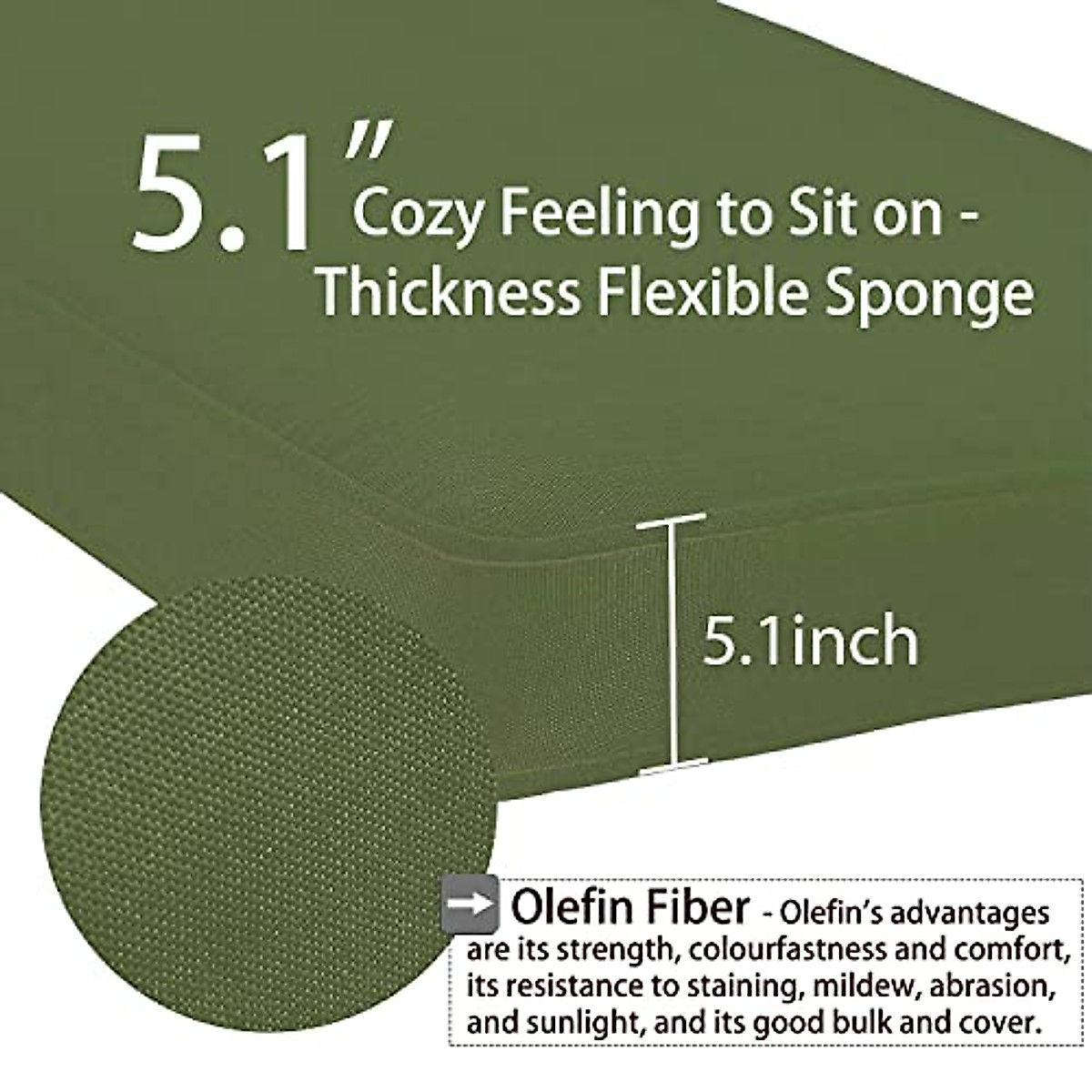Aoodor 24'' x 24'' Outdoor Deep Seat Chair Cushion Set，Olefin Fabric Slipcover and Sponge Foam- Green (Set of 2 Seats, 2 Backs, 2 Pillows)
