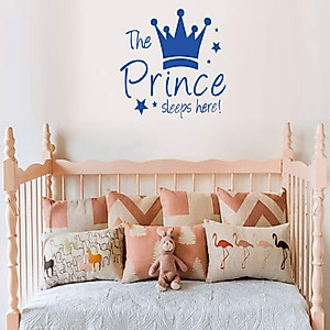 Maydahui 2PCS Wall Sticker The Prince/Princess Sleep Here 12.6 Inch Little Crown Star Art Quotes Wall Decal Decor for Living Room Bedroom