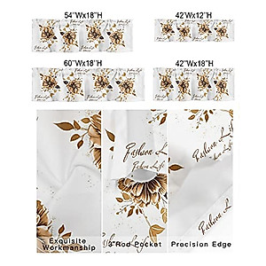 Kitchen Cafe Valance Curtain for Small Windows,Abstract Gold Flower with Leaves Rod Pocket Short Blackout Curtains,Floral and Life Quote on White Window Treatment for Living Room Bedroom Bathroom