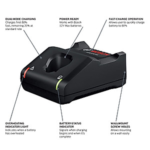 BOSCH GAL12V-40 12V Max Lithium-Ion Battery Charger,Black