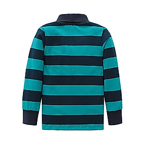 HowJoJo Big Boys Cotton Long Sleeve T-Shirts Striped Polo Shirts Green Size 8