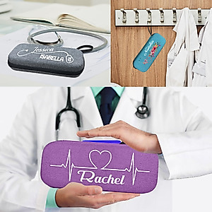 Personalized Stethoscope Case Gray Customized Name for Nurses,Custom Stethoscope Holder Case Lightweight Hard Carrying Storage Bag with Mesh Pocket Nurses Week Gift for Nurse Doctor Medical Assistant