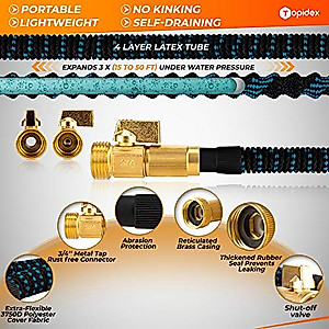 Topidex Car Wash Kit, Expandable Garden Hose 50 FT - with High Pressure Spray Nozzle – Durable Soap Dispensing Sprayer Gun - 9 Spray + 3 Foam Spraying Patterns with Storage Bag, Hanger & Wash Mitt