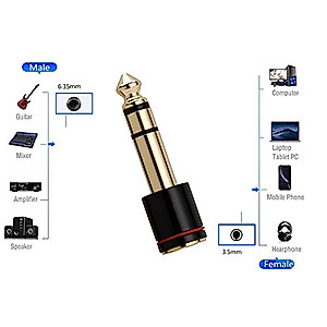 VSKEY [3Pack Stereo (1/4 Inch) 6.35mm Male to 3.5mm (1/8 inch) Female Stereo Audio Adapter for Headphones,Amplifiers,AMPMixing Console, Home Theater Devices Audio Convertor
