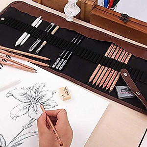 Bringsine Professional Roll UP Washable Canvas Pencil Bag Pencil Wrap,72 Pencil Holder Colored Pencils Case Multi-purpose Pouch for School Office Art Travel pen organizer