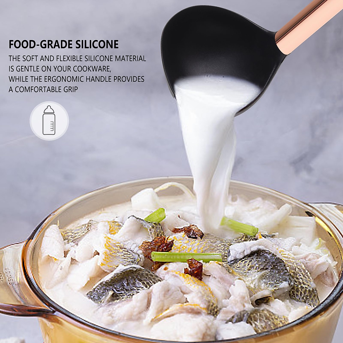 BBN Kitchen Utensils Set, Silicone Kitchen Utensils Set, 17Pcs Non-Stick Silicone Cooking Utensils Set, Heat Resistant Rose Gold Kitchen Utensil Set with Holder