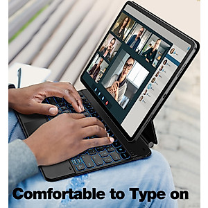 Magnetic Keyboard Case for iPad Pro 12.9-inch (6th, 5th, 4th, 3rd Generation - 2022, 2021, 2020, 2018) with Trackpad Magic Type Keyboard 7-Color Backlit Slim Wireless Keyboard, Pearl White