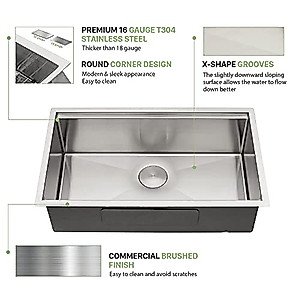 33 Inch Undermount Kitchen Sink - Beslend 33x19 Inch Undermount Sink Ledge Workstation Kitchen Sink Stainless Steel 16 Gauge 10 Inch Deep Single Bowl Kitchen Sink