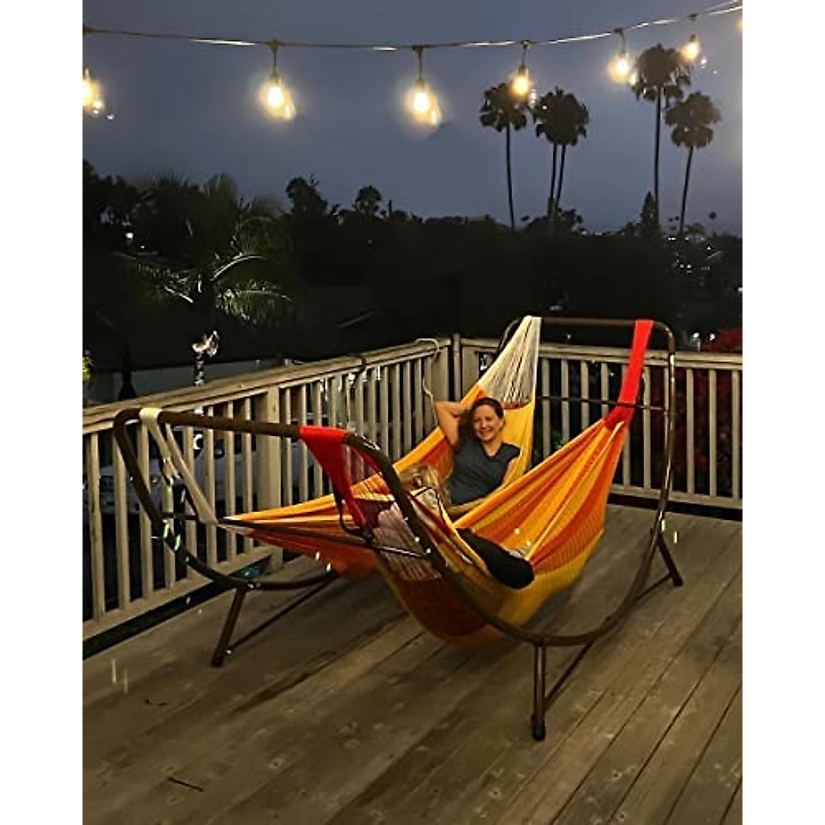 Skybed Universal Hammock Stand Fits 2 Single Hammocks 7 ft to 14 ft Long or 1 Double Wide | Unique Head Up Mount Option for Dual Hammock Chat Mode | Heavy Duty | 600 Lbs Capacity | Indoor/Outdoor