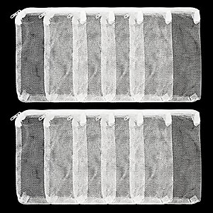 10 Pieces Aquarium Filter Media Bags with Zipper Fine Mesh Bag for Filter Fish Tank Mesh Net Filter Bags for Activated Carbon Ceramic Rings Reusable Media Filter Bag for Fresh Saltwater Tanks (White)