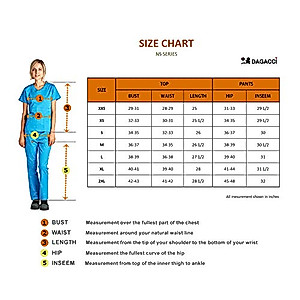 Dagacci Medical Uniform Women's Scrubs Set Stretch Ultra Soft Y-Neck Wrap Top and Pants Navy L