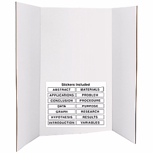 Trifold Poster Board 36" x 48" White Presentation Board Science Fair Display Boards - for School, Fun Projects and Business Presentations - by Emraw