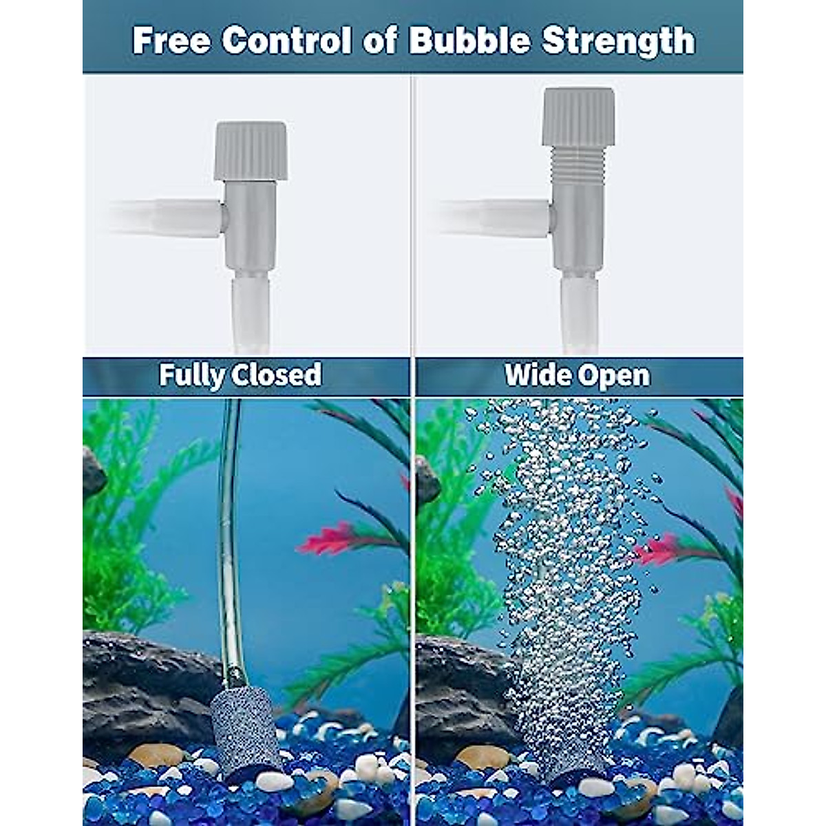 Pawfly Aquarium Air Control Valves Single Way Plastic Air Regulators for Aquarium Air Pump Fish Tank Air Flow Control Valves for 3/16" ID Airline Tubing Adjustable Hose Connectors, 20 Pack