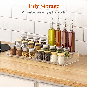 Lifewit Plastic 2 Pack 3-Tier Spice Rack, Clear Spice Organization for Cabinet, Counter, Organizer Shelf for Condiment, Seasoning, Syrup, Liquor, Medicine and Perfume for Kitchen, Pantry, Bar, Bath