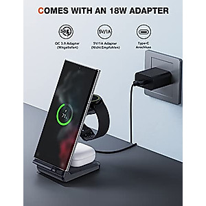 LK Wireless Charger for Samsung 3 in 1 Wireless Charging Station for Galaxy S23 Ultra Plus S22 S21 Z Flip 5 Fold Galaxy Buds Live Detachable Charger for Galaxy Watch 5 Pro 4 iWatch