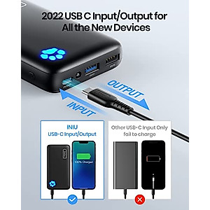 INIU Portable Charger, 18W PD QC 20000mAh USB C Power Bank, Fast Charging Compact Battery Pack, 3-Output Phone Charger Compatible with iPhone 14 13 12 11 X 8 Pro Samsung S20 S10 Google LG iPad Tablet