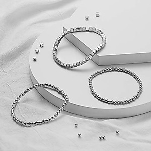 3000 Pieces Assorted Spacer Beads Include 1500 Faceted Rondelle Cube Spacer Column Bead, 900 Round Ball Spacer Bead, 600 Square Spacer Bead Charm Loose Bead for DIY Jewelry (Gold, Sliver, Rose Gold)