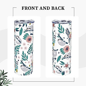 Siiuuol Cute Sloth Tumbler 20 Oz Sloths Coffee Cup with Lid and Straw Stainless Steel Mug Insulated Tumbler Travel Mug Home Office Gifts