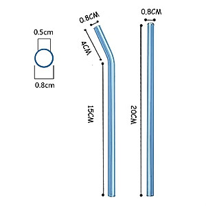 JASHII Reusable Glass Straws, 7.87"×0.3" Clear Smoothie Drinking Straws with Clean Brush, Black Travel Case for Beverages, Shakes, Milk Tea, Juices, Cocktail, 4 bent, 4 straight - Lavender