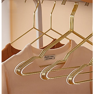 Better to U 17 Inch Metal Clothes Hanger 20 Pack, 4.0mm Heavy Duty Shirt Blouse Hanger for Coat Suit Bridal Boutique, Space Saving Slim Wire Hanger for Camisole Trousers Wedding Dress（Gold）