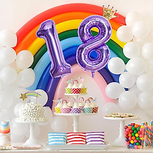 YFHVJTKO 32 Inch Number 19 Gold Crown Balloon Set,19th Celebration Decorations for Happy 19th Birthday Party Wedding Bridal Shower Engagement Photo Shoot Anniversary Decoration, Purple 19 Balloon