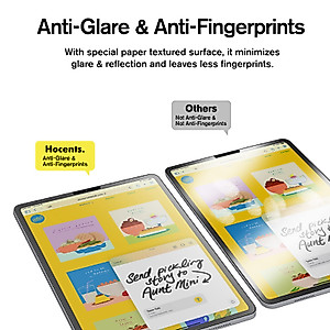 Hocents. Paperfeel Glass Screen Protector Compatible with iPad Pro 12.9 6th / 5th / 4th / 3rd Generation (2022/2021 / 2020/2018), Auto-Alignment Tool, Tempered Glass, EZ Kit