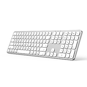 SODI Wireless Keyboard for Mac with Numeric Keypad, Backlit, Wireless, Rechargeable, Programmable Keys. Compatible with MacBook Pro/Air, iMac, Mac Mini/Pro, iPad, iPhone, US English, White
