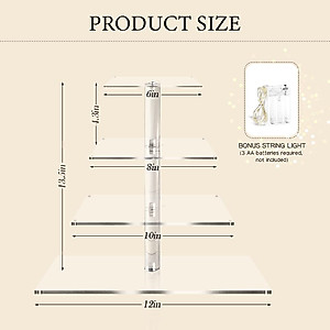 4 Tier Square Acrylic Cupcake Display Stand Holder with LED String Light Pastry Dessert Serving Platter for Birthday or Wedding Party