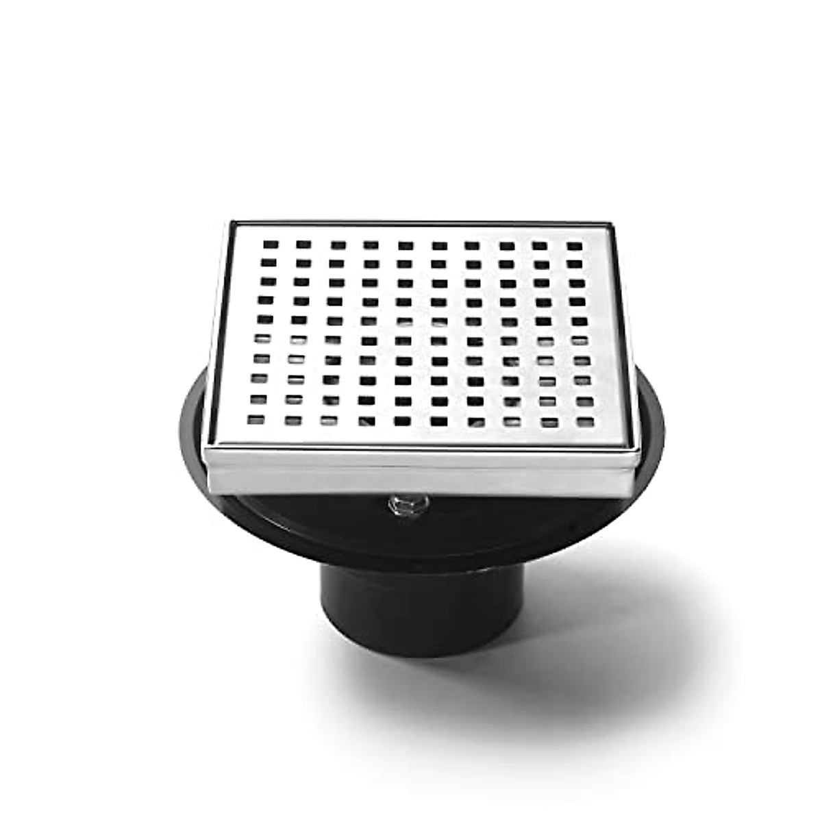 6 inch Square Shower Drain, Square Hole Pattern Shower Drain, Brushed 304 Stainless Steel Linear Drain with Leveling feet & Hair Strainer