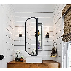 FOMAYKO 16x26 inches Medicine Cabinet with Black Farmhouse Single Door, Aluminum Bathroom Medicine Cabinet with Mirror,Recessed or Surface Mount Bathroom Wall Cabinet