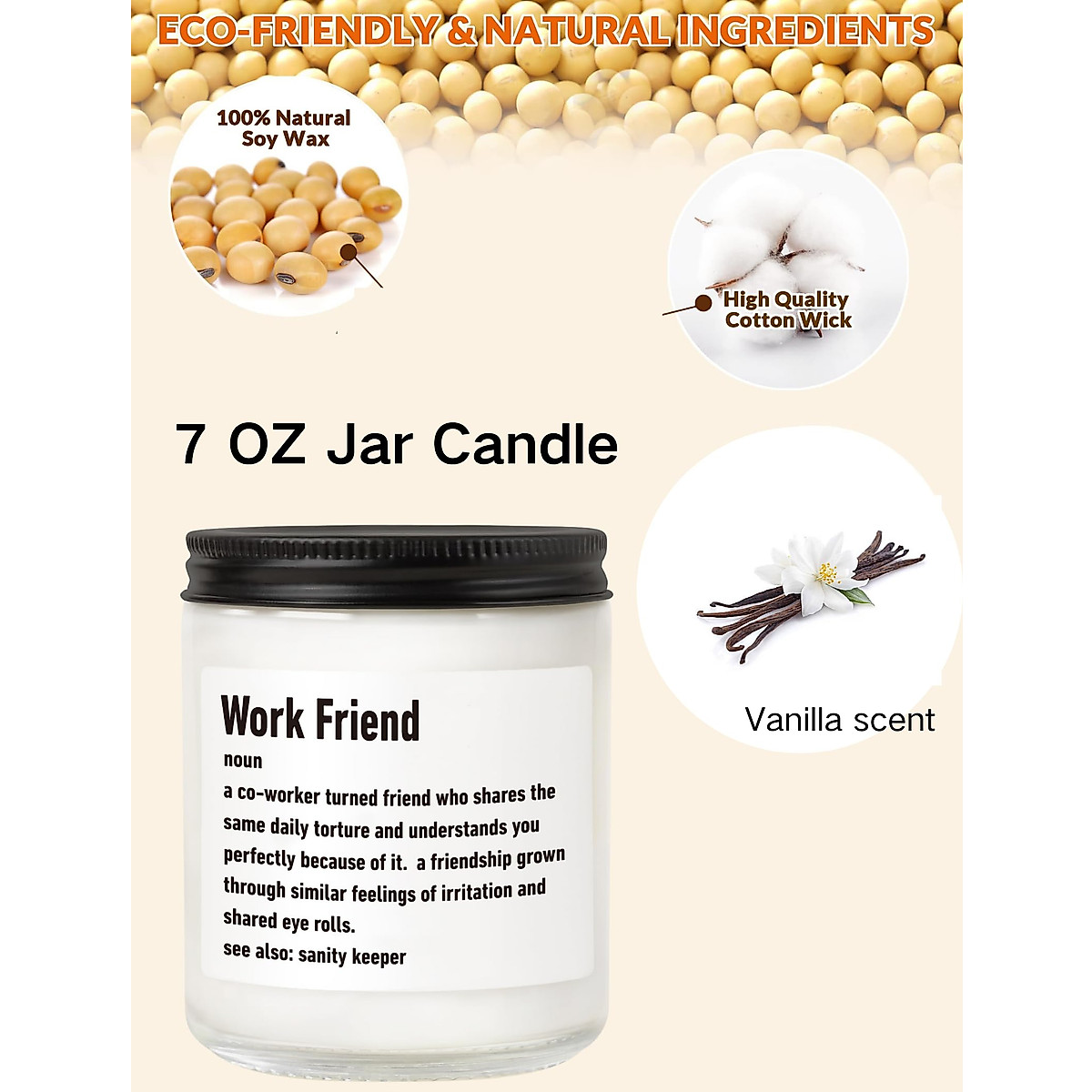 Coworker Candle, Gifts for Coworkers, Coworker Gifts for Women, Vanilla Natural Soy Wax Candle, Coworker Leaving Gifts, Going Away Goodbye Farewell Gifts for Coworkers