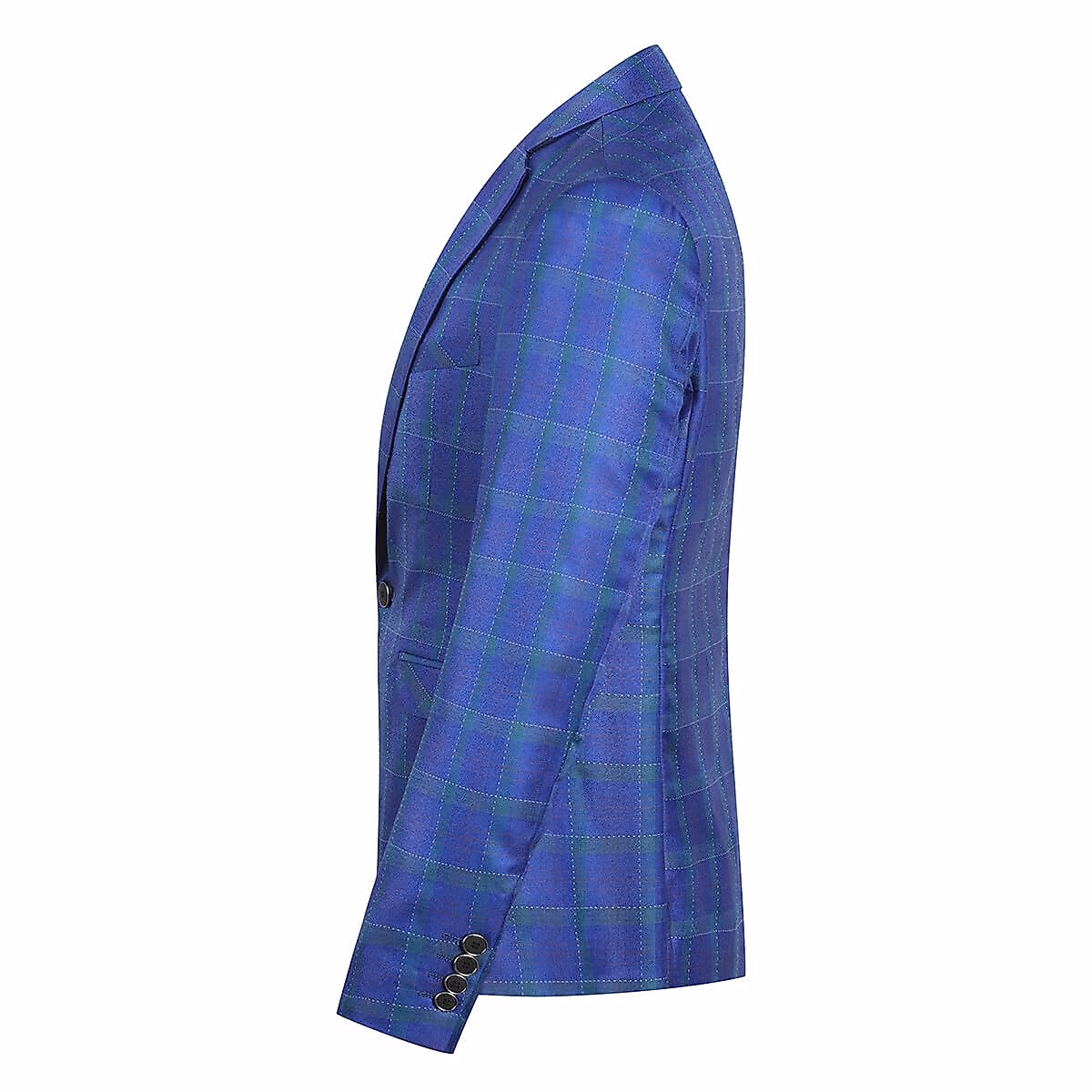 Boyland Men's Casual Suit Blazer Jackets Lightweight One Button Sport Coats Plaid Blazer Blue