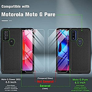 BNIUT for Motorola Moto G Pure Case: Dual Layer Protective Heavy Duty Cell Phone Cover Shockproof Rugged with Non Slip Textured Back - Military Protection Bumper Tough - 6.5inch (Navy Blue)
