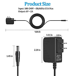 6V 2A Charger Adapter for ProForm Elliptical Smart Strider 480 490 500 600 LE, 390 395 475 510 E, 510 EX, 400 700 for Exercise Bike Extra Long Power Supply Cord (9.8 ft)