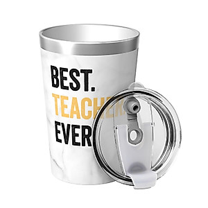 Best Teacher Ever Gift for Teacher Family Party Insulated Stainless-Steel Tumbler - 12oz Coffee Tumbler with Flip-Top Lid - Travel Coffee Mug - Vacuum-Tumblers Keep Hot & Cold - For Home Office-H
