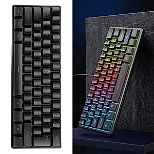 Ejoyous Gaming Keyboard Portable Backlit 61 Keys Wired Black USB PC Keyboard for Laptop Work Gaming