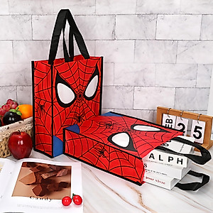 18Pcs Spider Party Gift Bag Canvas Bag Cartoon Pattern Tote Bag Eco-friendly Reusable Shopping Bag Suitable for Birthday Party Gift Storage Bag