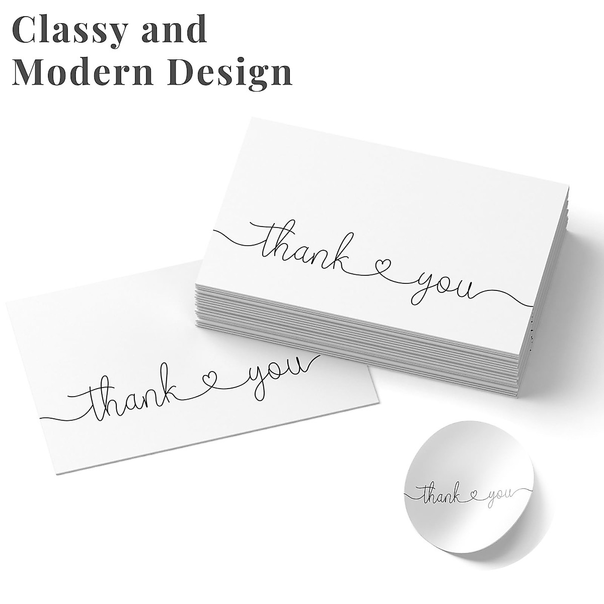 Thank You Cards with Kraft Envelopes and Stickers, Bulk Pack of 20, 4x6 Inch Professional Looking | Suitable for Business, Baby Shower, Wedding, Small Business, Graduation, Bridal Shower, Funeral