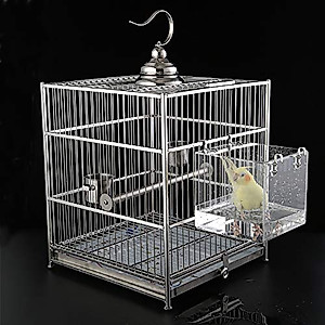 NEWCOMDIGI 1 Piece Bird Bathtub, Bird Bath for Cage, Canary Bath Inside Cage, Bird Bath Box with Hook, Cage Accessory for Parakeet, Parrots, Crested Myna, Sun Conure, Cockatiel