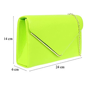 Girly HandBags Metallic Frame Clutch Bag (Neon Green)