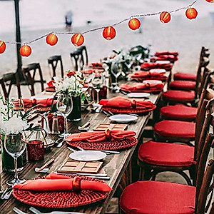 LampLust String Lights Paper Lanterns with Lights, 10 Red Chinese Lanterns, 3 Inch Diameter, 7 Ft Lantern String Lights Bedroom, Plugin Outdoor Waterproof Paper Lantern Party Decorations