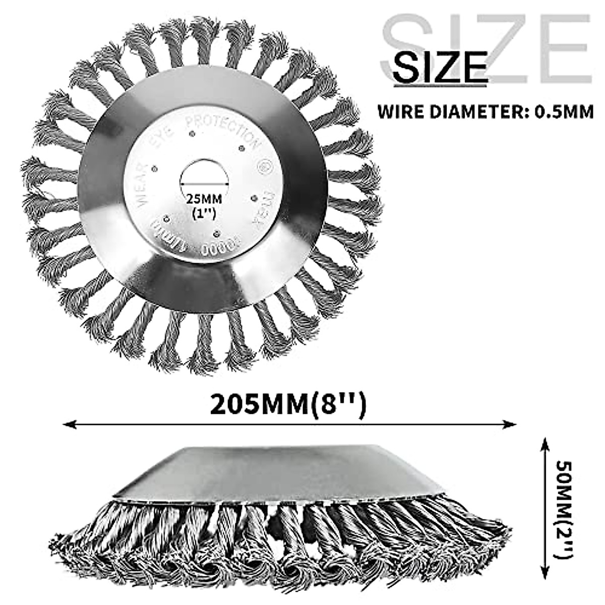 BaiNuo Steel Wire Brush Cutter Grass Trimmer Head for Garden Lawn Mower, 8Inch Trimmer Cutting Kit with Thrust Washer for String Trimmers, Rust Removel, Lawn Mower (8inch Set)