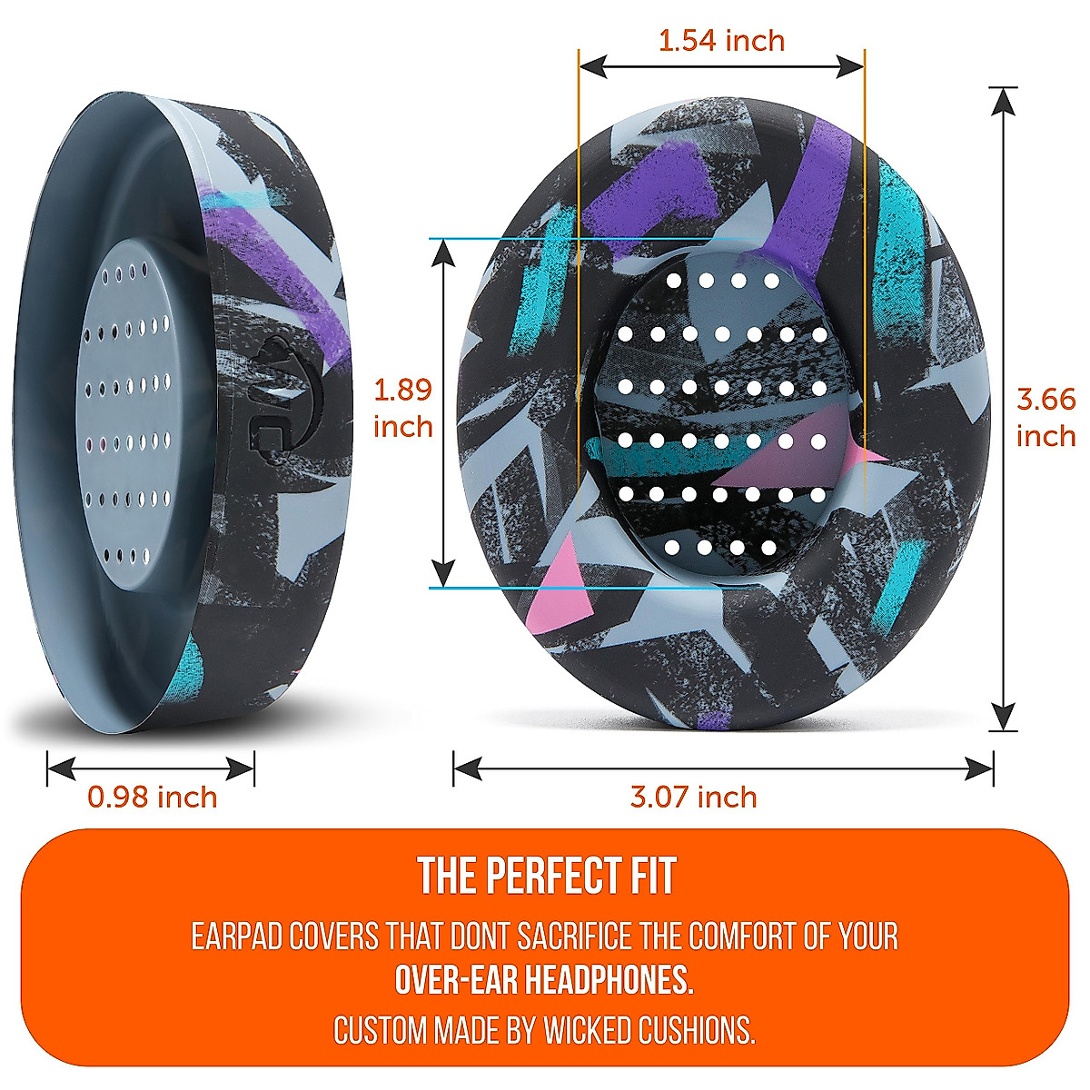 WC SweatZ Protective Earpad Covers Made by WC | Fits Beats Studio 3 & 2 (Does Not Fit Beats Solo) / Bose QC35 & 35II / Bose 700 & More | Sweatproof & Easily Washable | 90's Black