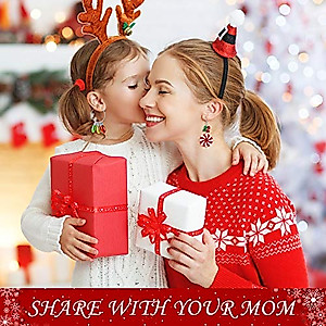 Hicarer 4 Pairs Christmas Dangle Earrings Set Christmas Tree Bell Light Bulbs Hoop Earrings for Holiday Women(Cute Style)