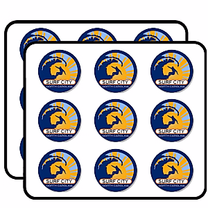 Round Surfer On Wave SURF City North Carolina (Surfing Beach) Sticker for Scrapbooking, Calendars, Arts, Album, Bullet Journals 2" 18 Pack