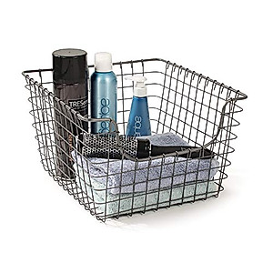 Spectrum Diversified Scoop Wire Storage Basket, Medium, Industrial Gray, 6-Pack
