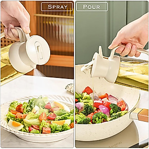 YZXODN 2 in 1 Oil Sprayer for Cooking, 18oz Olive Oil Dispenser for Kitchen, Olive Oil Sprayer Bottle, Essential Kitchen Gadgets for Air Fryer, Salad, Baking, BBQ, Frying(White)